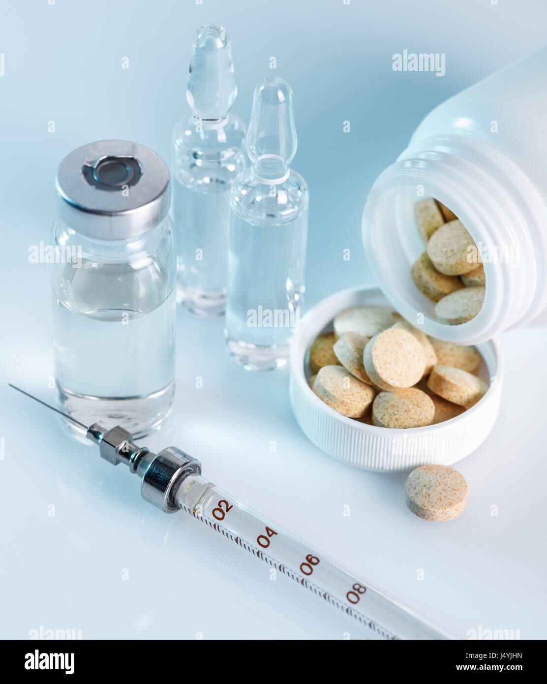 background, a variety of medical drugs and syringe closeup Stock Photo ...
