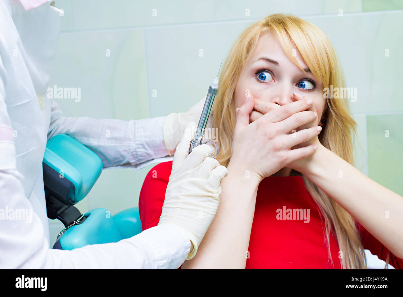 Closeup portrait terrified girl woman scared of needles, syringes ...
