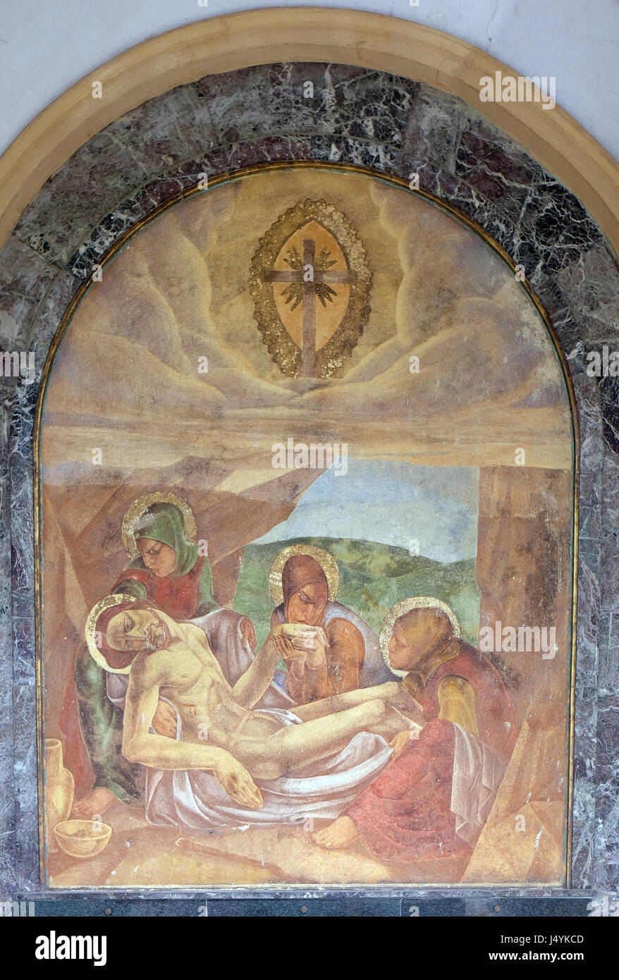 Lamentation of Christ, headstone on Mirogoj cemetery in Zagreb, Croatia ...