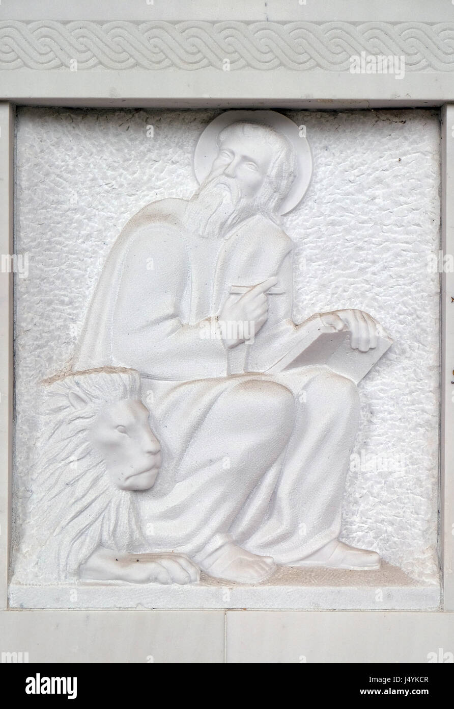 Saint Mark the Evangelist, detail of tomb reliefs at Mirogoj cemetery ...