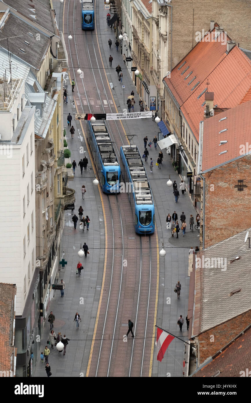 Panoramic view of the Ilica street from skyscraper "Zagreb Eye ...