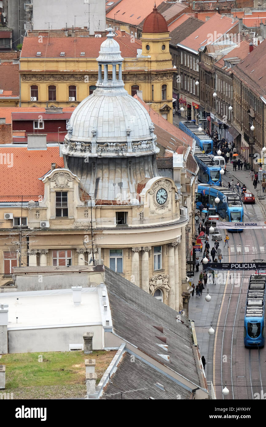 Panoramic view of the Ilica street from skyscraper "Zagreb Eye ...