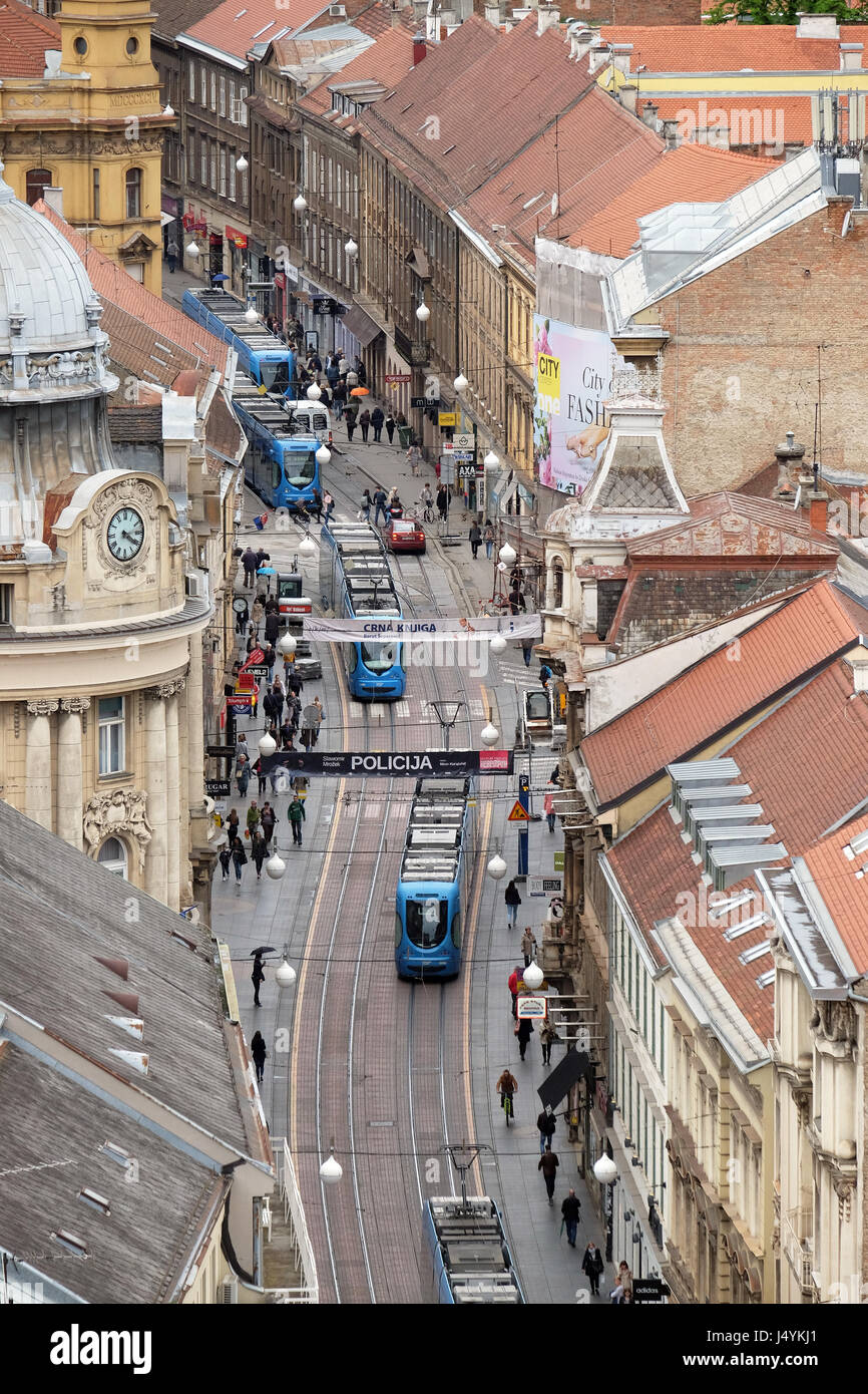 Panoramic view of the Ilica street from skyscraper "Zagreb Eye ...