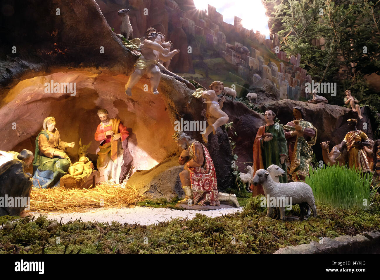 Nativity Scene, Christmas creche in Zagreb cathedral, on December 28 ...