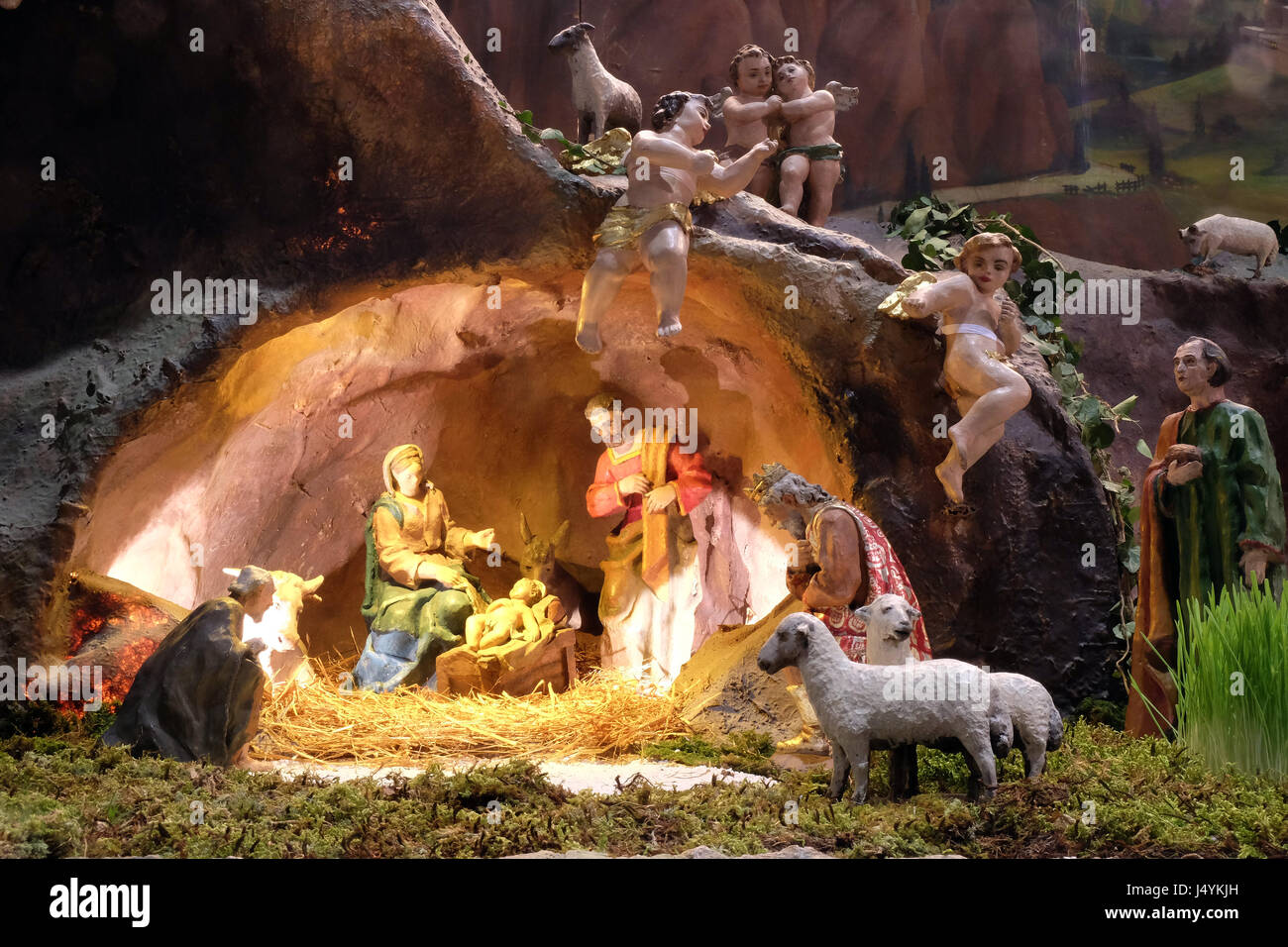Nativity Scene, Christmas creche in Zagreb cathedral, on December 28 ...