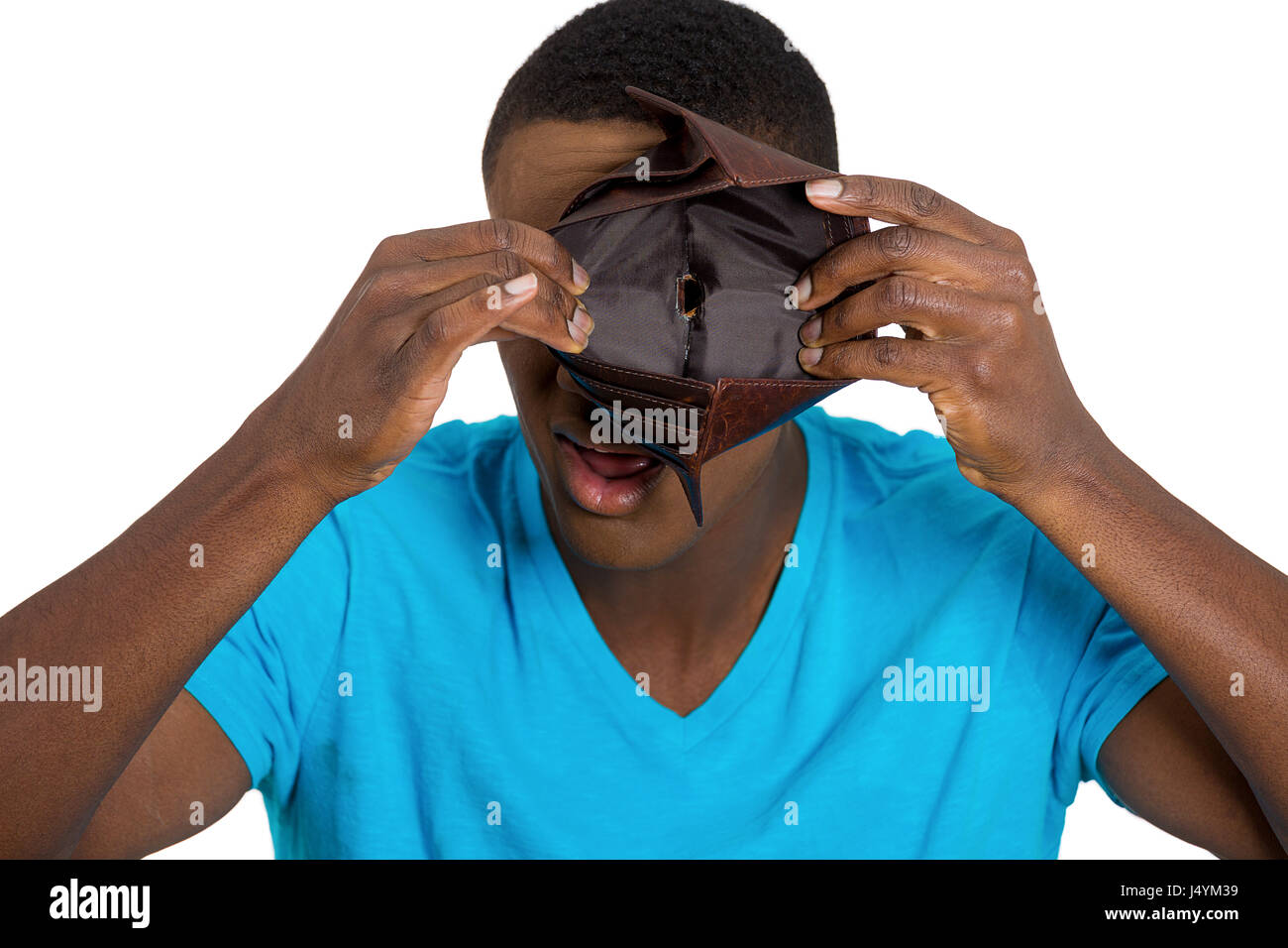 Closeup portrait, stressed, upset, sad, unhappy young man standing with ...