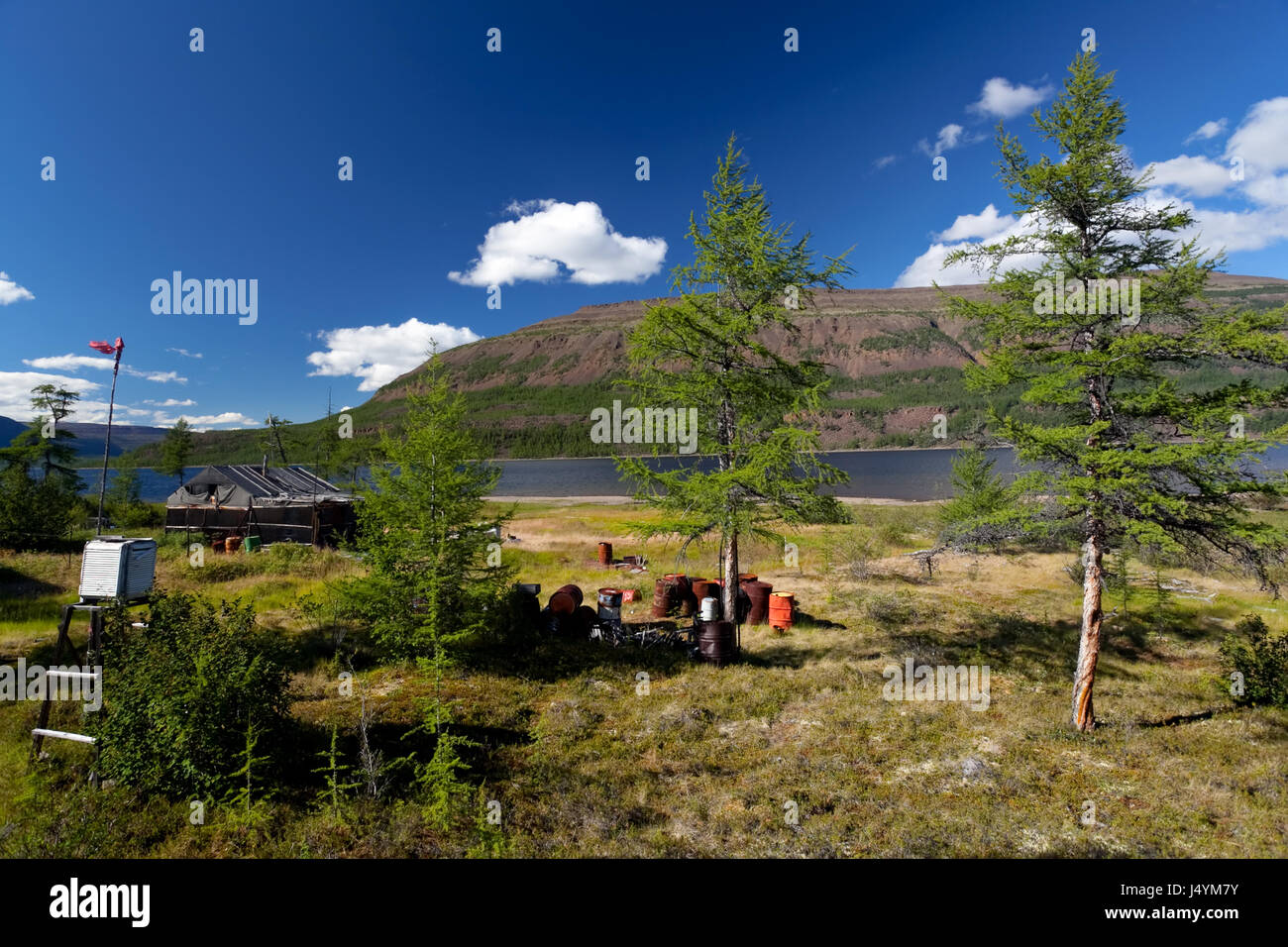 Cordon (post) of Putorana Nature Reserve at Ayan lake in table ...