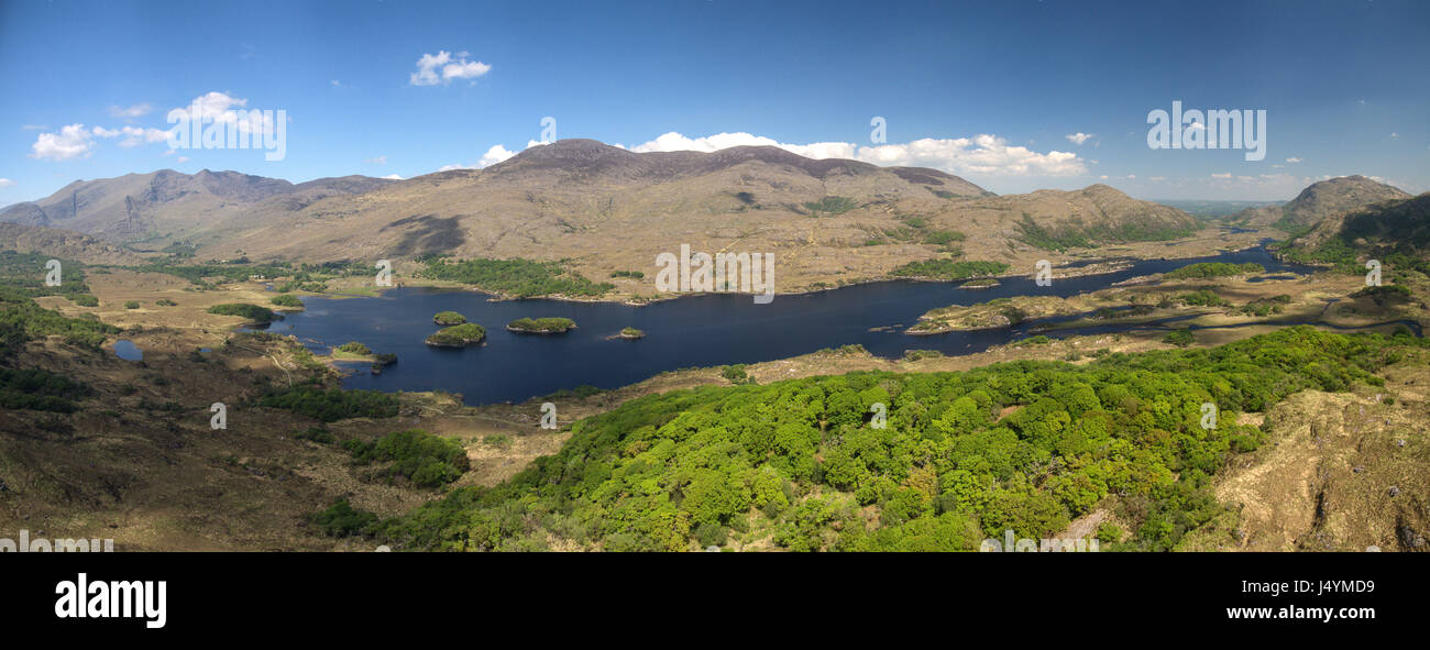 Birds Eye View Aerial Panorama view Killarney National Park on the Ring ...