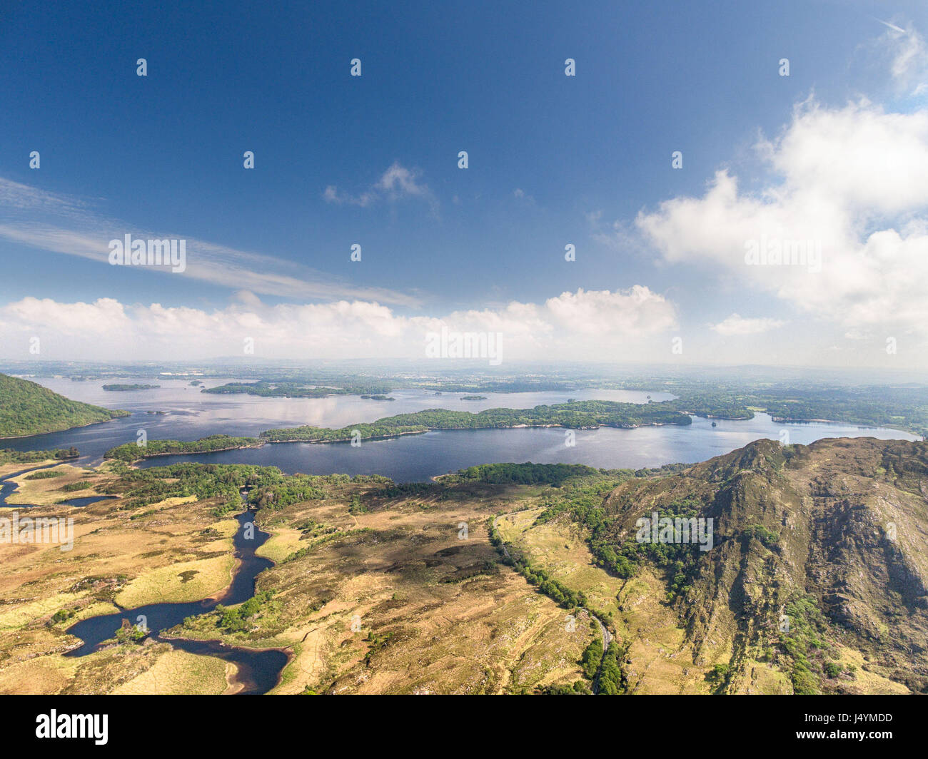 Birds Eye View Aerial Panorama view Killarney National Park on the Ring ...