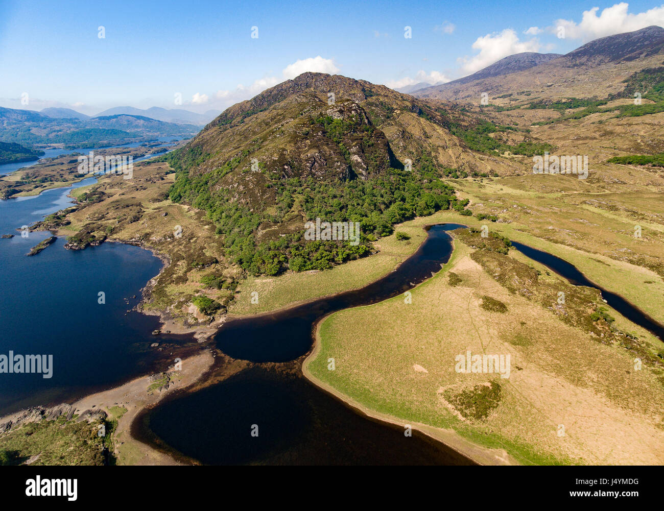 Birds Eye View Aerial Panorama view Killarney National Park on the Ring ...