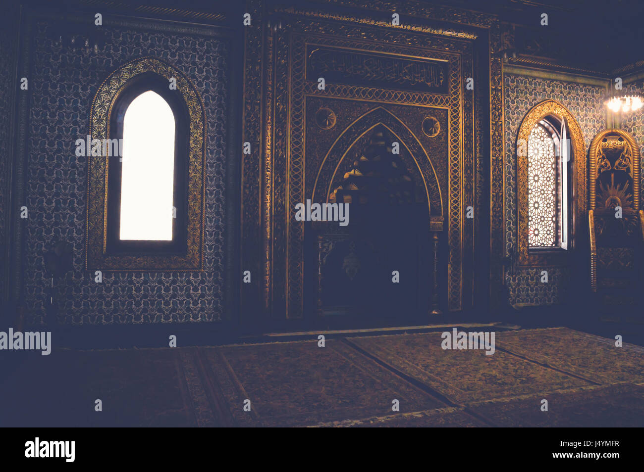 cairo, egypt, may 6, 2017: view inside mosque of muhammad ali at manial ...