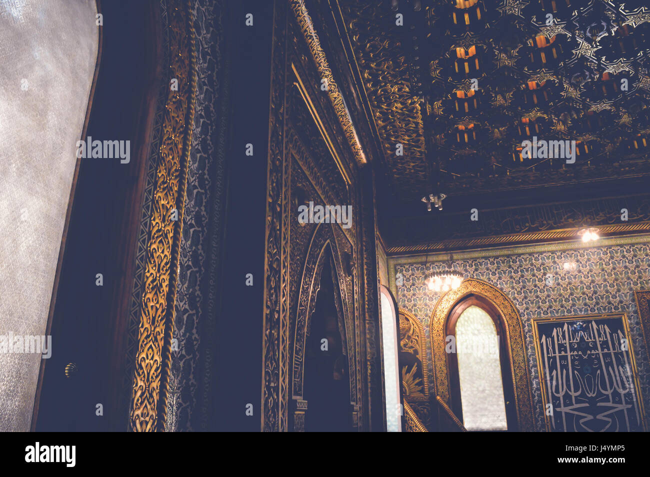 cairo, egypt, may 6, 2017: view inside mosque of muhammad ali at manial ...