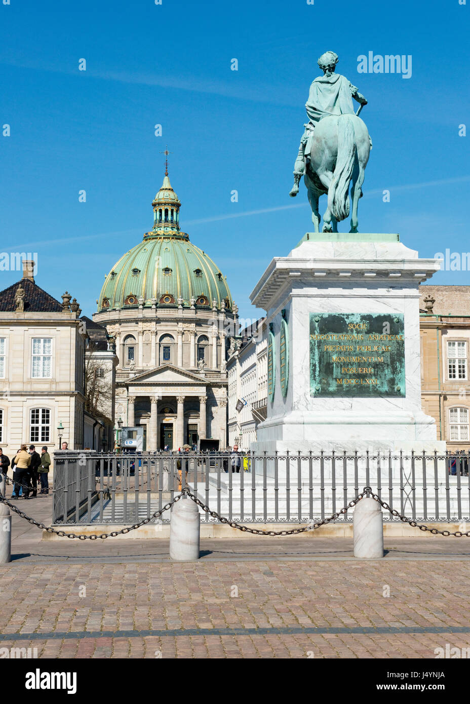 Statue of King Frederick V of Denmark and Norway in the centre of the ...