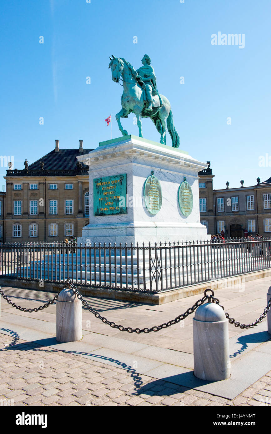 Statue of King Frederick V of Denmark and Norway. Located in the centre ...