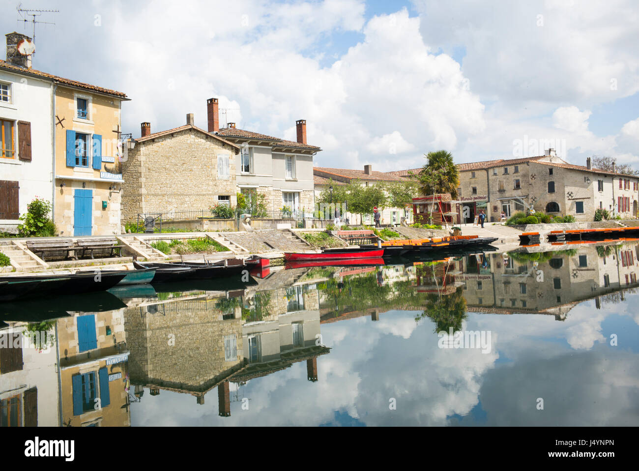 Coulon, Deux Sevres, France, reflections on the Sevres Niortaise in the ...