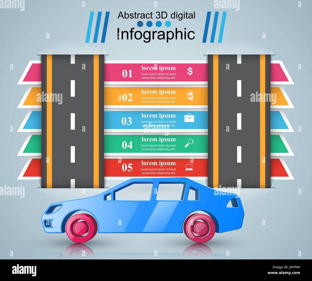 Road infographic design template and marketing icons. Car icon Stock ...