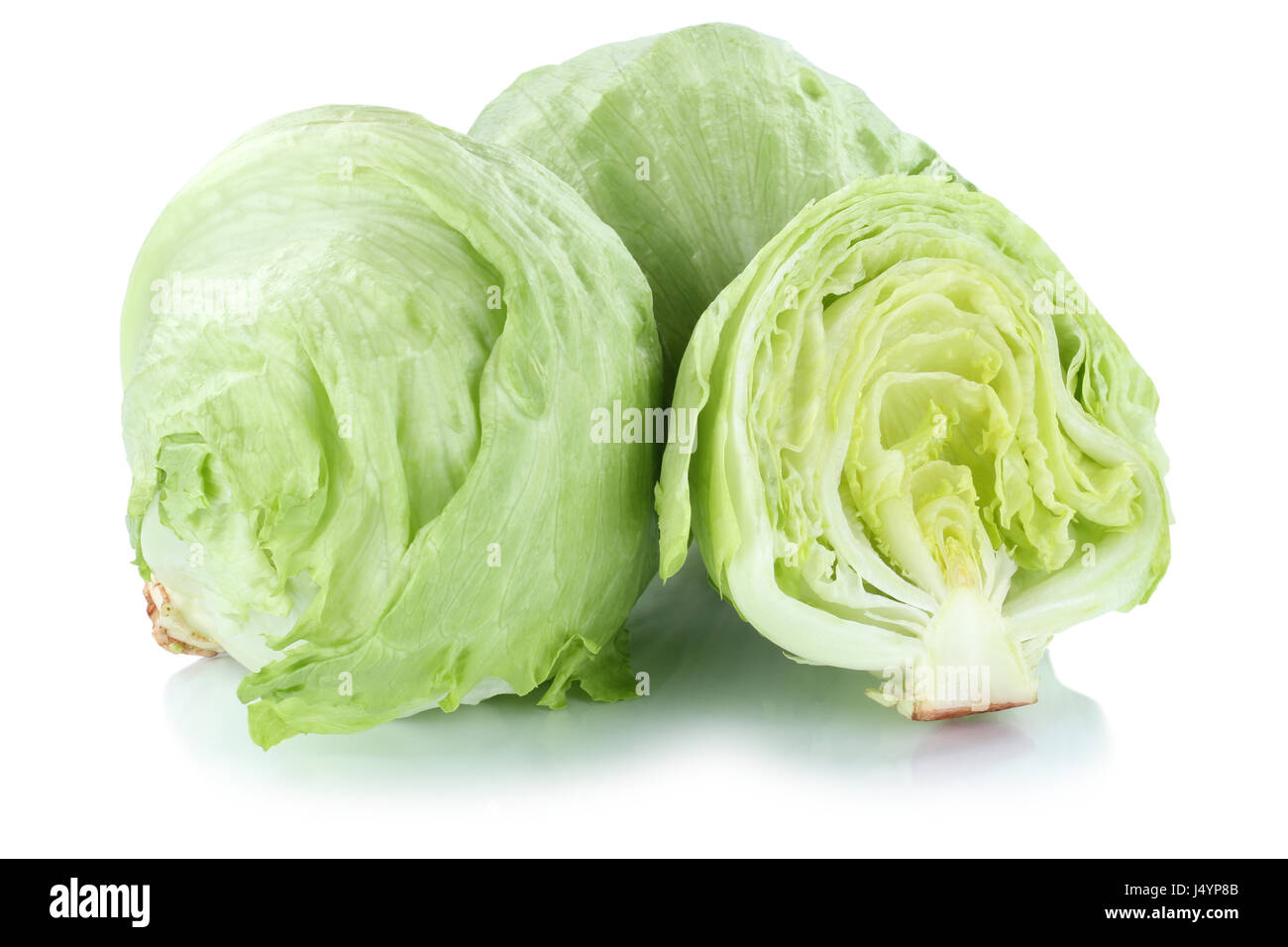 Iceberg lettuce sliced vegetable isolated on a white background Stock ...