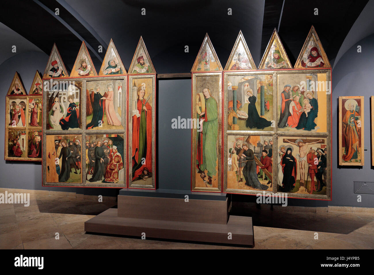 Ornate medieval altar piece on display in the Hungarian National Museum ...