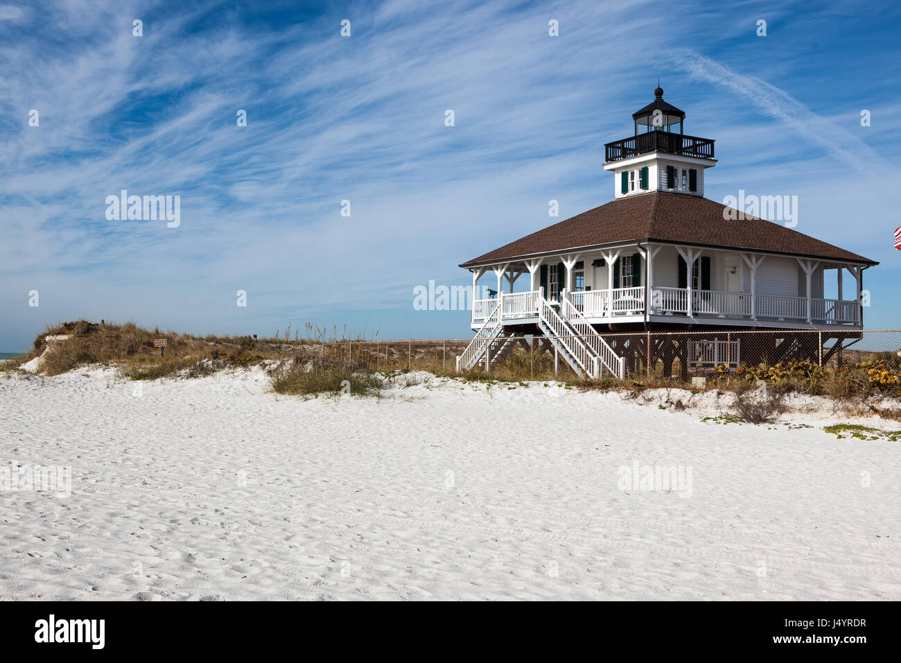 Florida lighthouse with dunes and beach Stock Photo - Alamy
