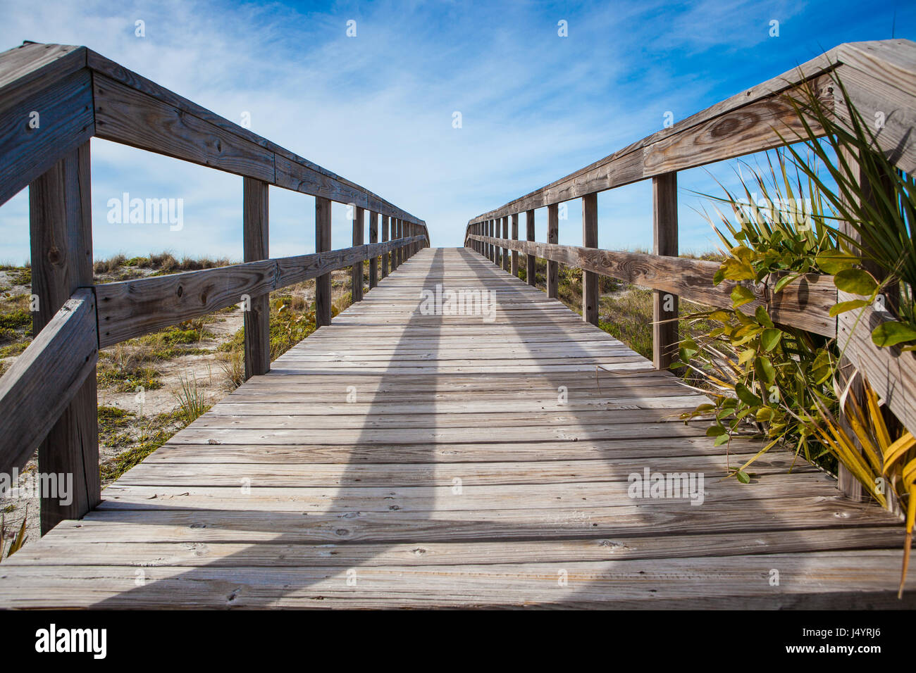 Wooden bridge over dunes leading to beach in Florida, West coast Stock ...