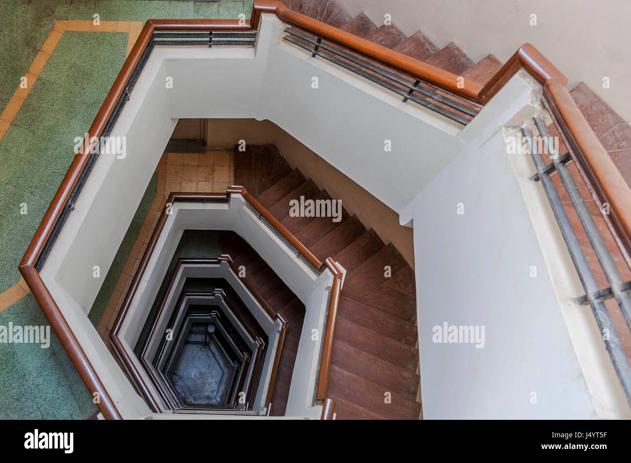 Spiral stair aerial people hi-res stock photography and images - Alamy