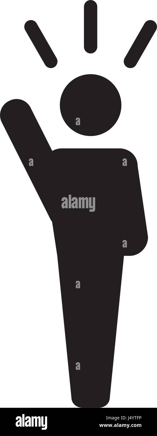 Leader Icon - Man Vector Public Speaking Person with Raised Hand in ...