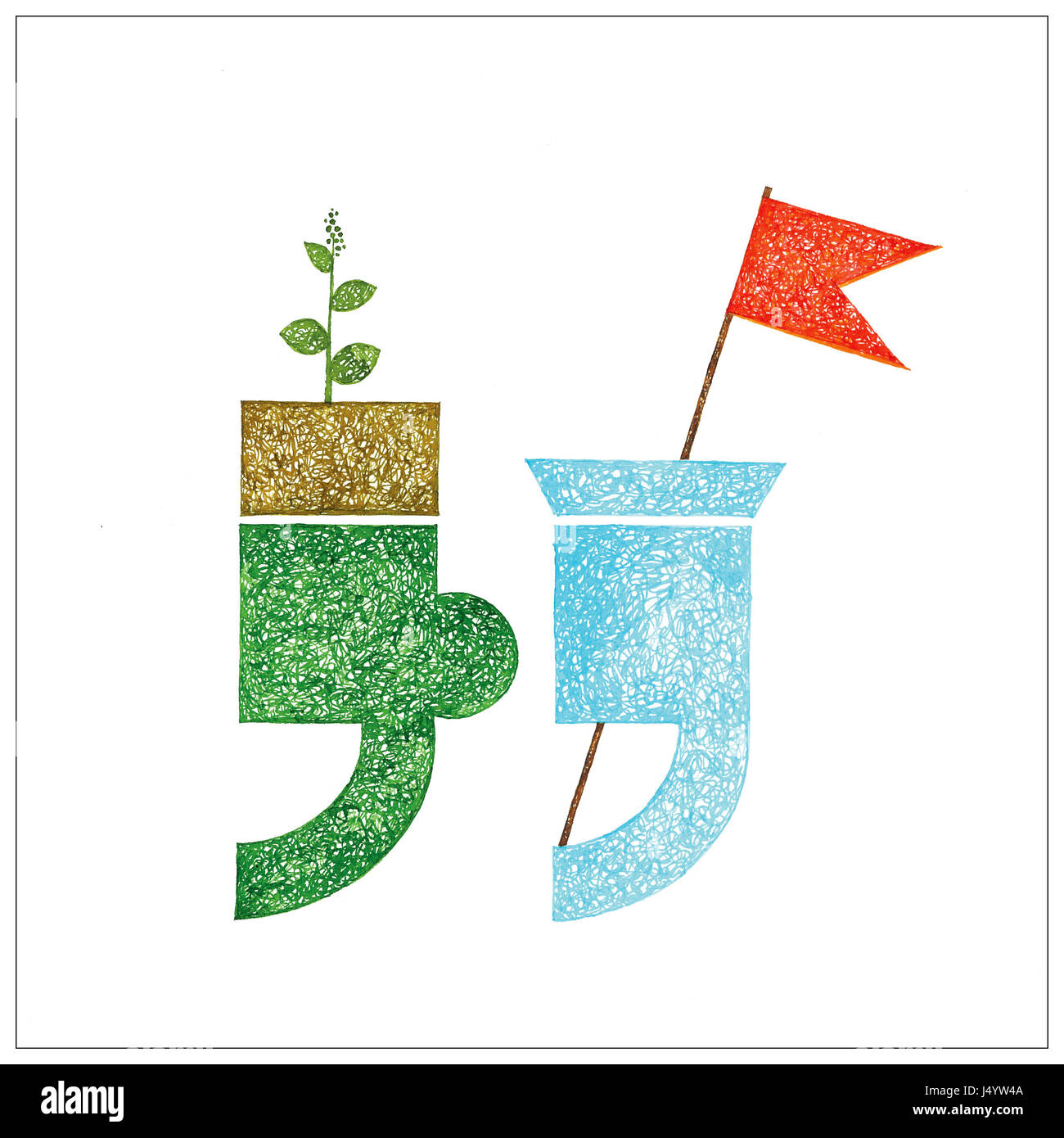 Illustration commascapes drawing showing of dindi Stock Photo - Alamy