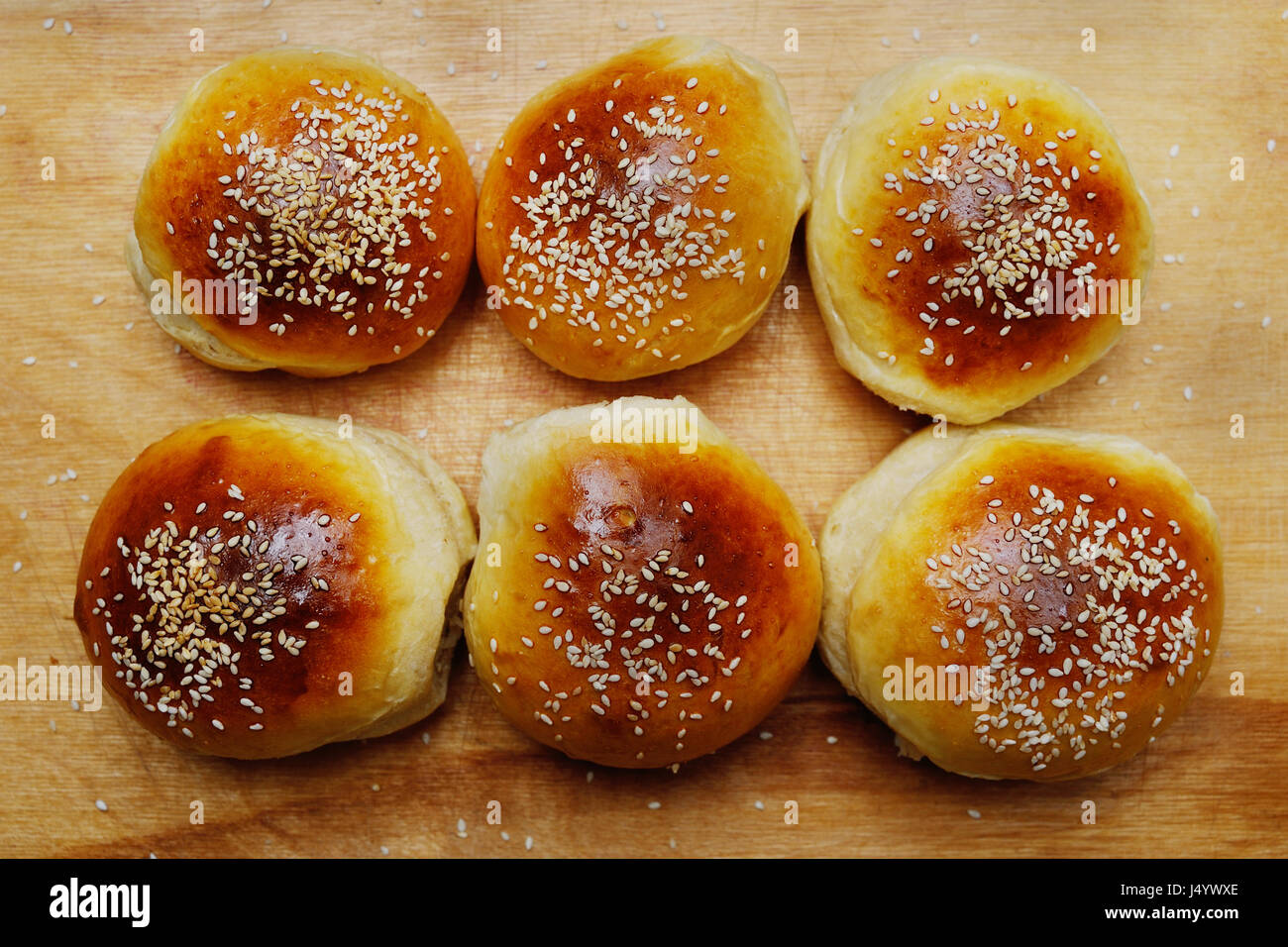 bun with sesame seeds Stock Photo - Alamy