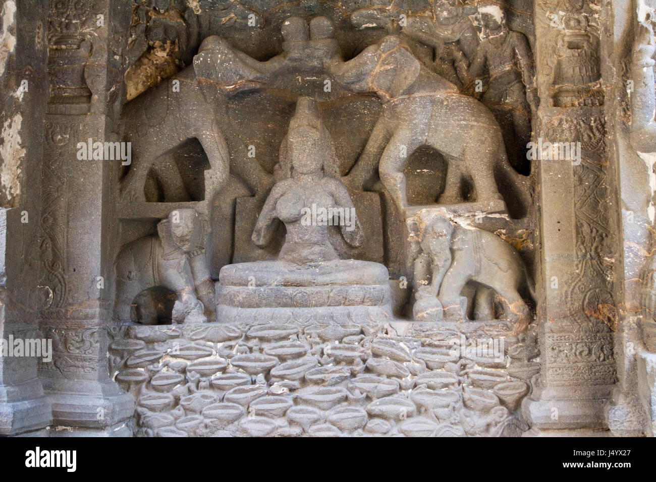 Broken sculptures, kailash temple, aurangabad, maharashtra, india, asia ...