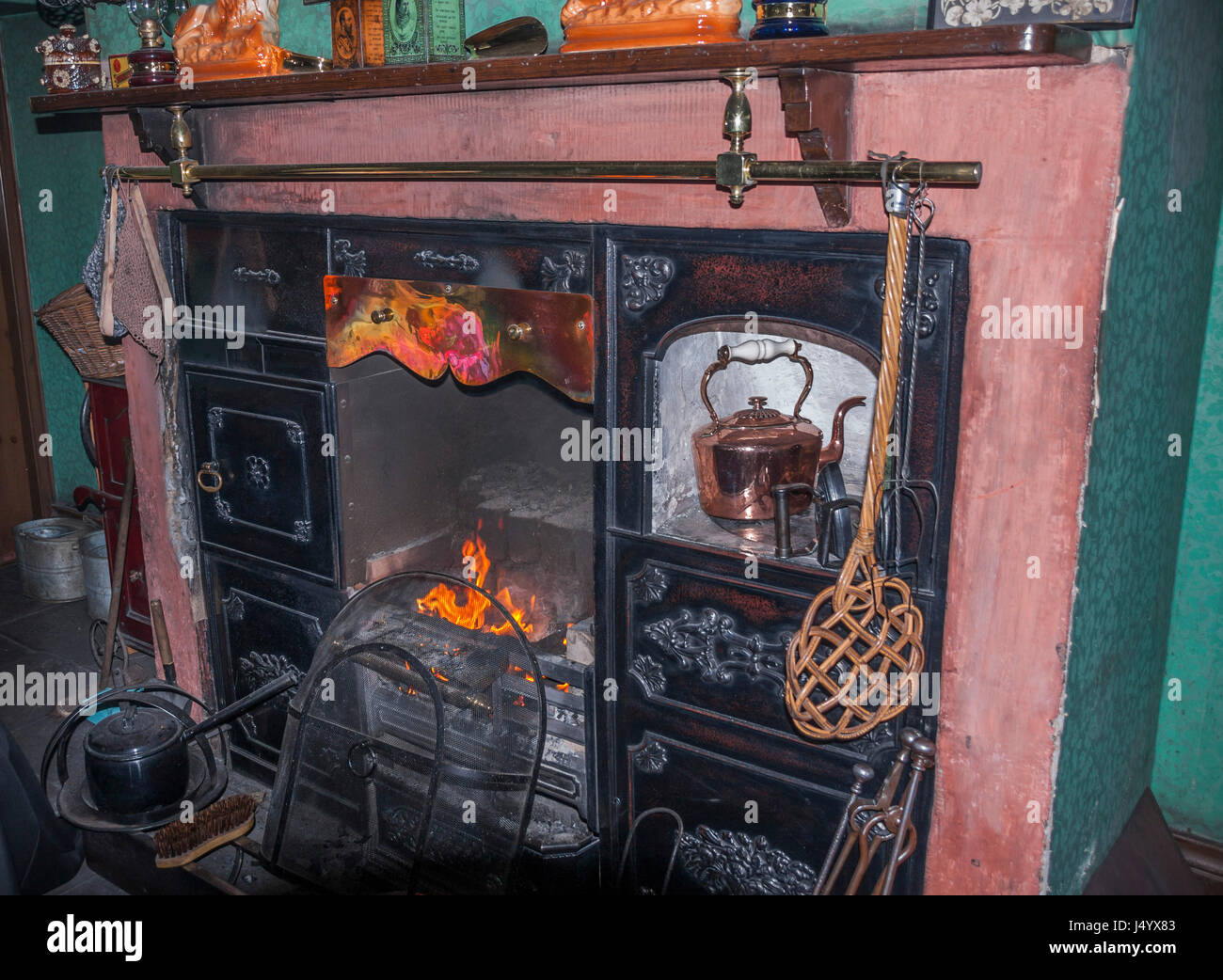 Inside the kitchen at an old house at Beamish Museum,England,UK Stock ...