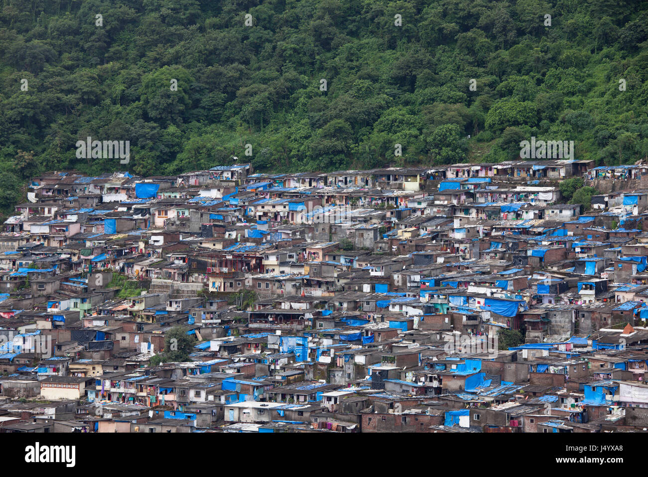 Slums on hill at vikhroli park, mumbai, maharashtra, india, asia Stock ...