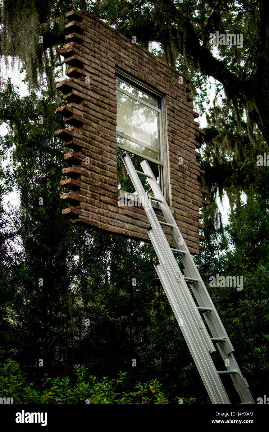 Window with Ladder - Too Late for Help Stock Photo - Alamy