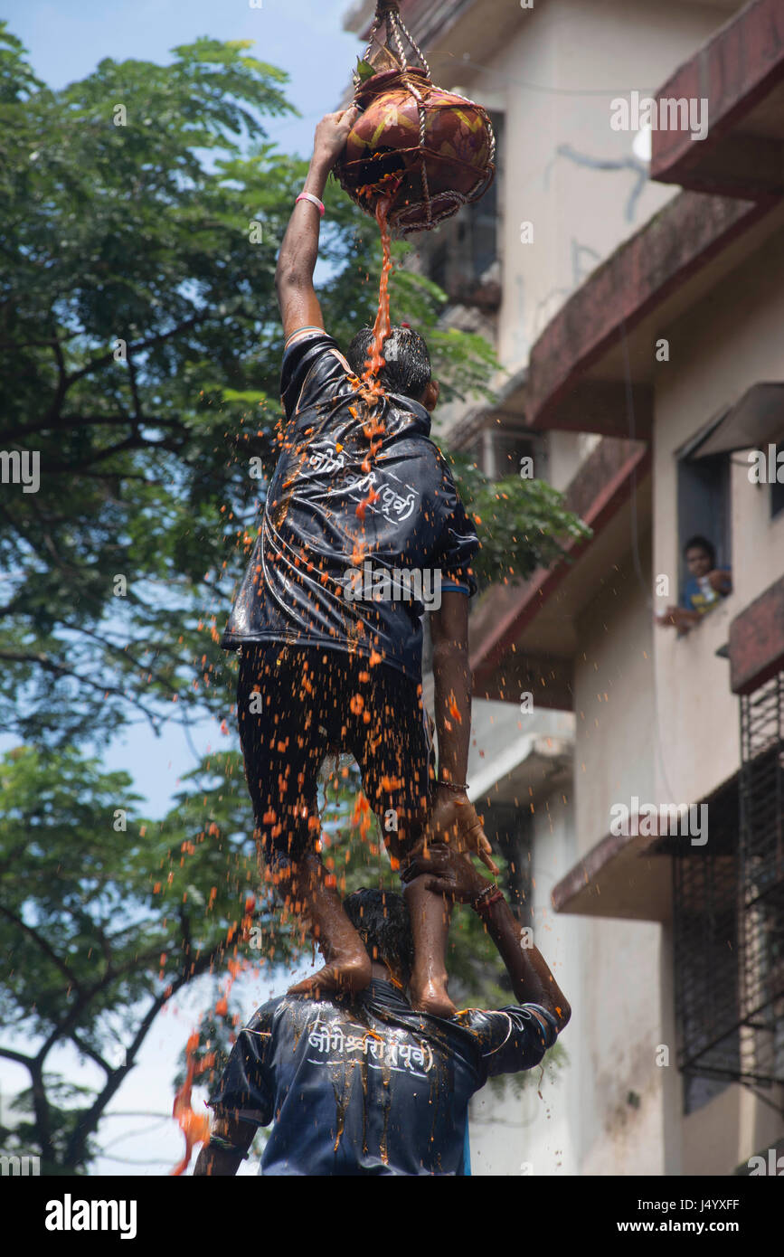 Govinda breaking pot of colours, mumbai, maharashtra, india, asia Stock ...
