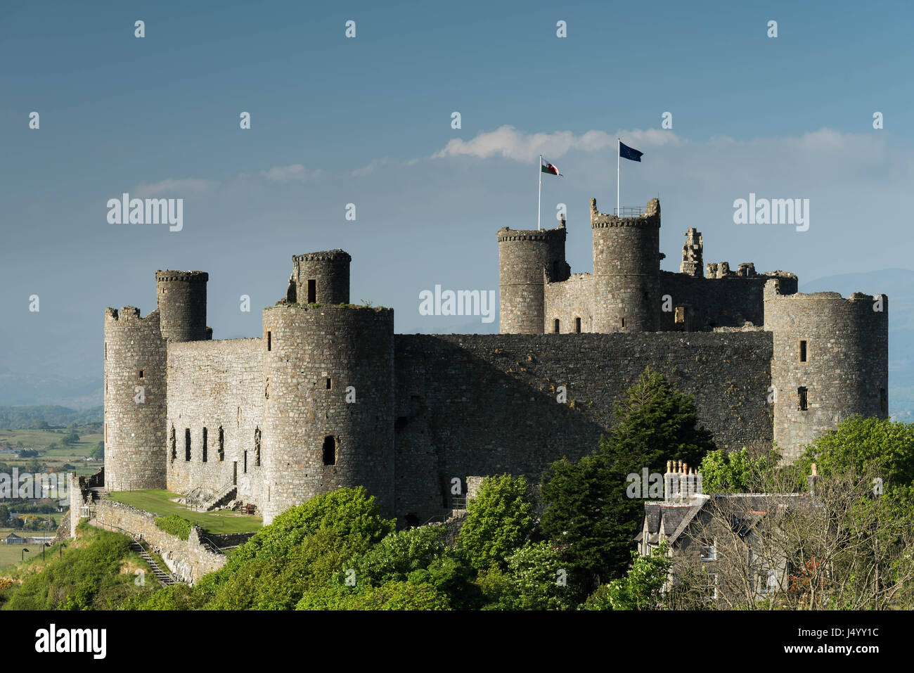 Harlech Castle in Bright spring Sunshine Stock Photo - Alamy
