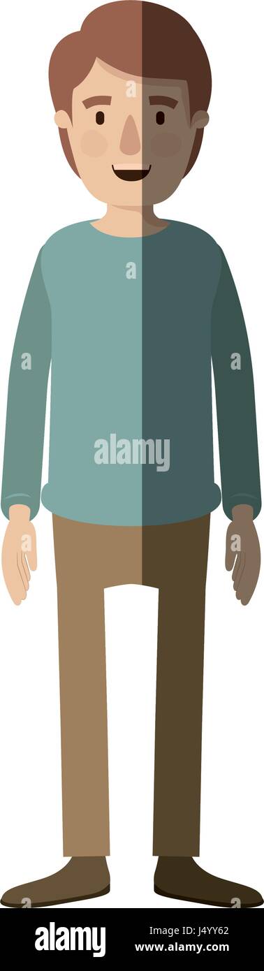 light color shading caricature full body guy with hairstyle and ...