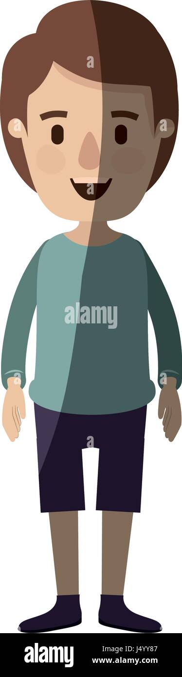 light color shading caricature full body guy with hairstyle looking to ...