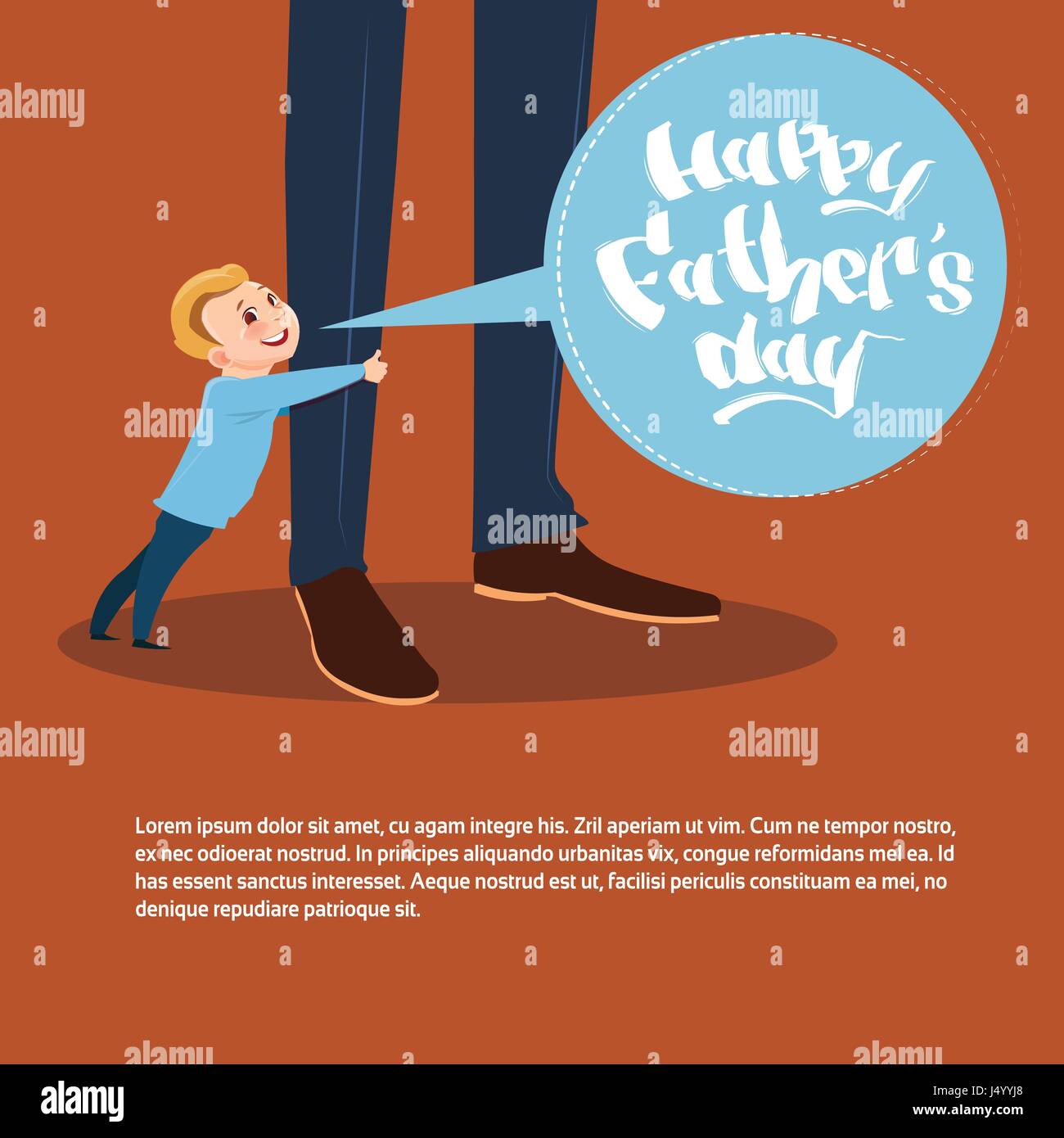 Happy Father Day Family Holiday, Son Embracing Dad Legs Greeting Card ...