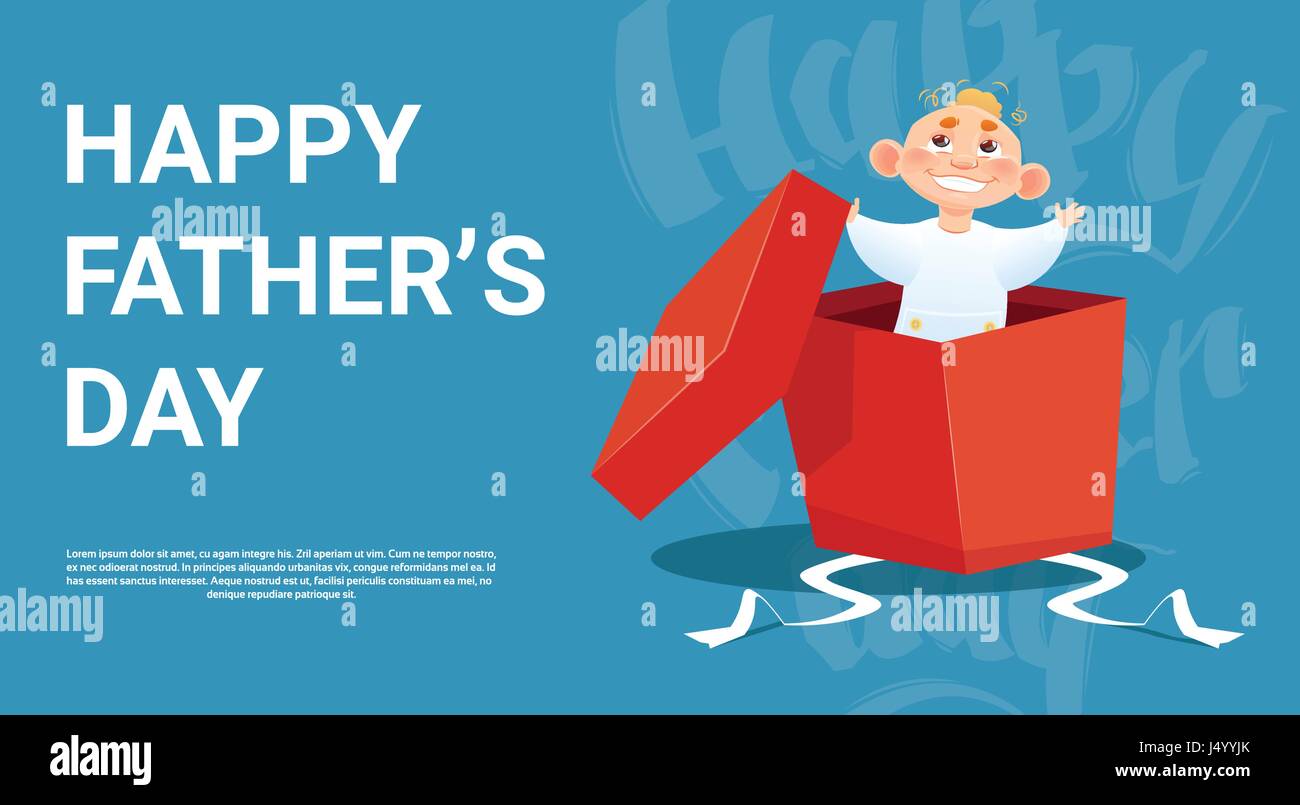 Happy Father Day Family Holiday, Small Son In Present Box Greeting Card ...