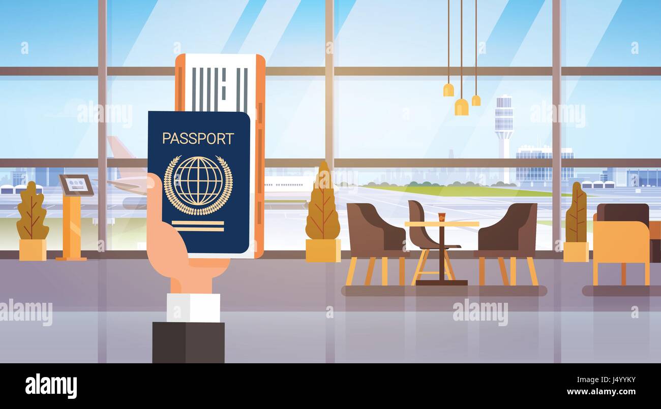 Hand Holding Passport Ticket Boarding Pass Travel Document Airport