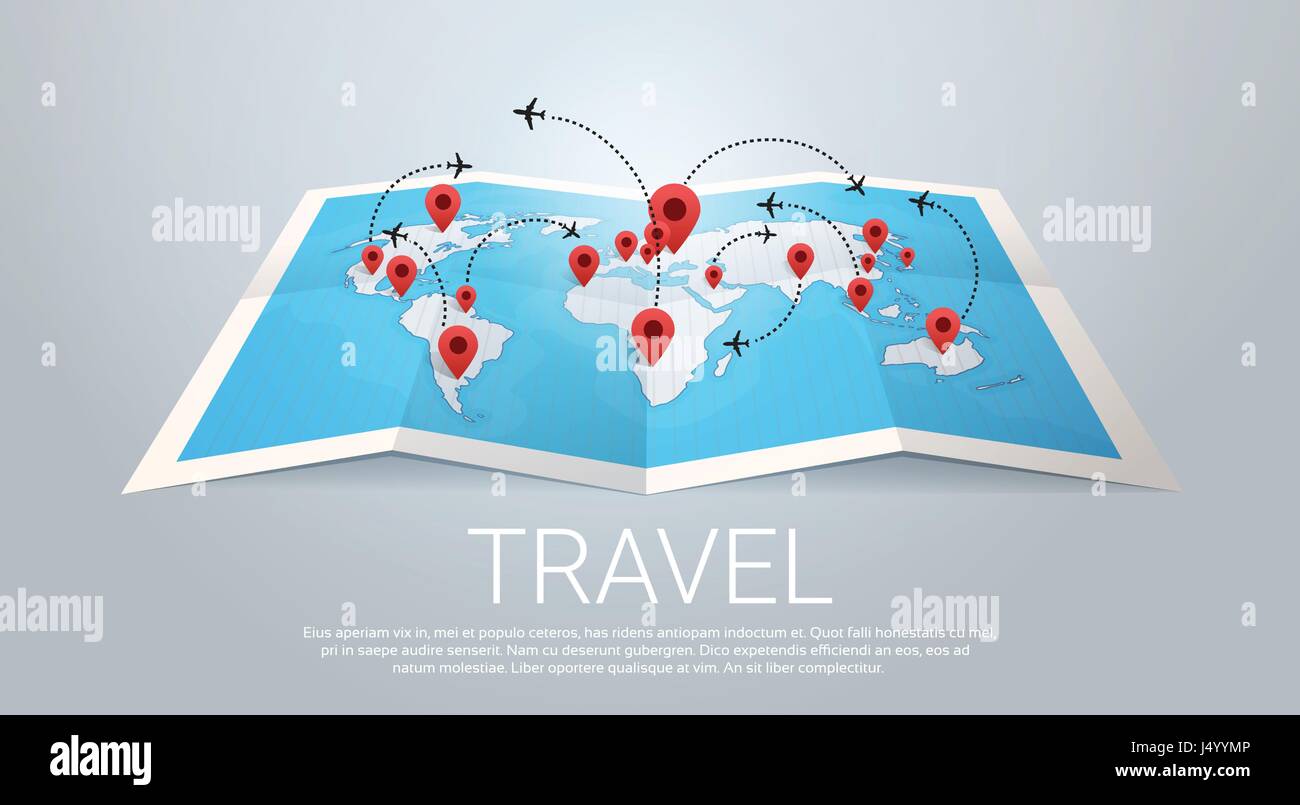 World Map Earth With Pins Travel Concept Stock Vector Image & Art - Alamy