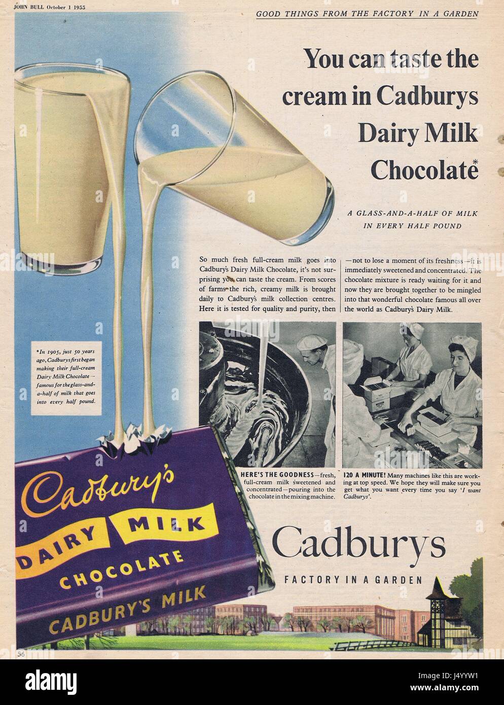 Cadbury's Chocolate Vintage Advert Stock Photo - Alamy
