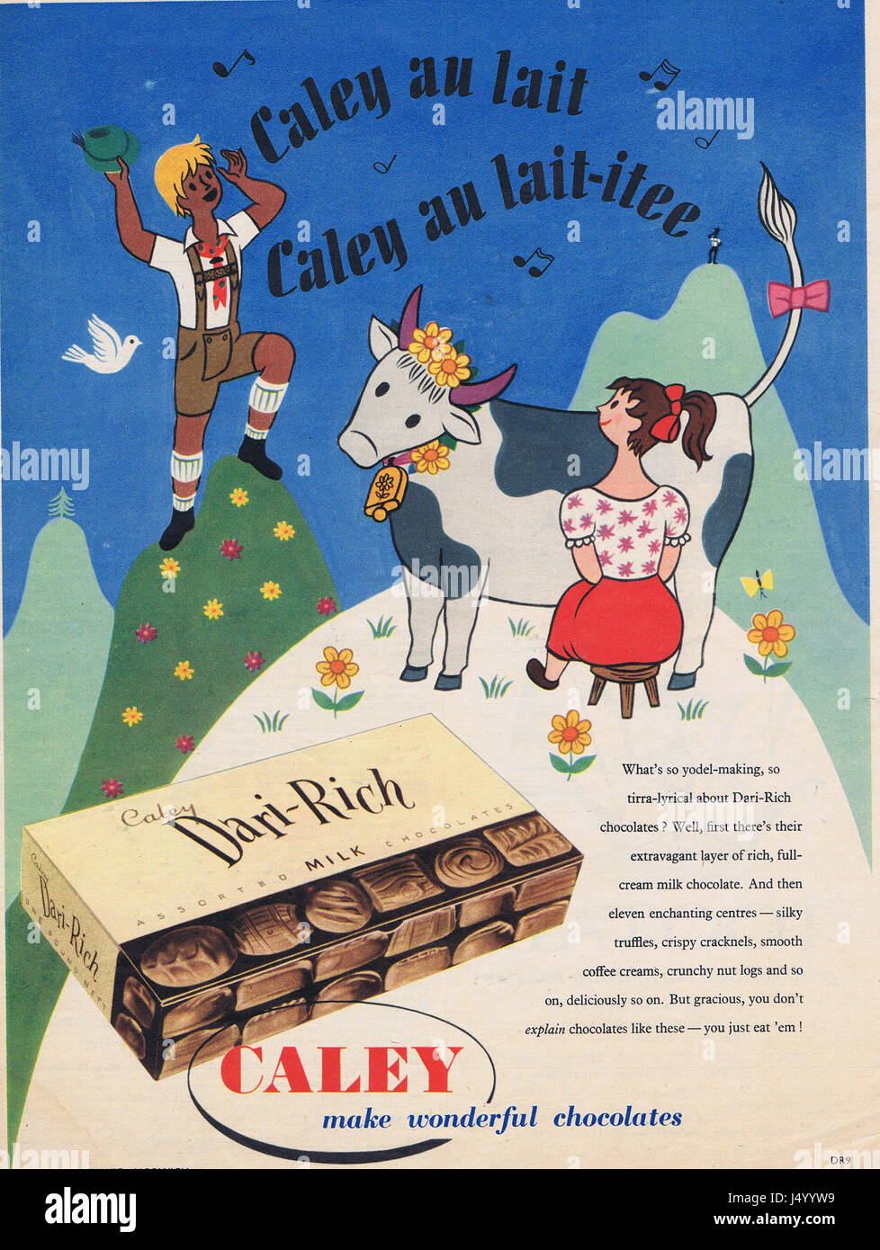 Caley Chocolates Vintage Advert c1950's Stock Photo - Alamy