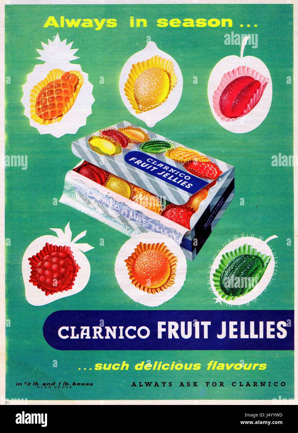 Clarnico Fruit Jellies Vintage Advert Stock Photo - Alamy