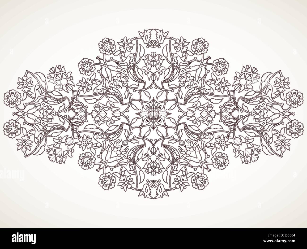 Arabesque vintage outline floral decoration print for design template ...
