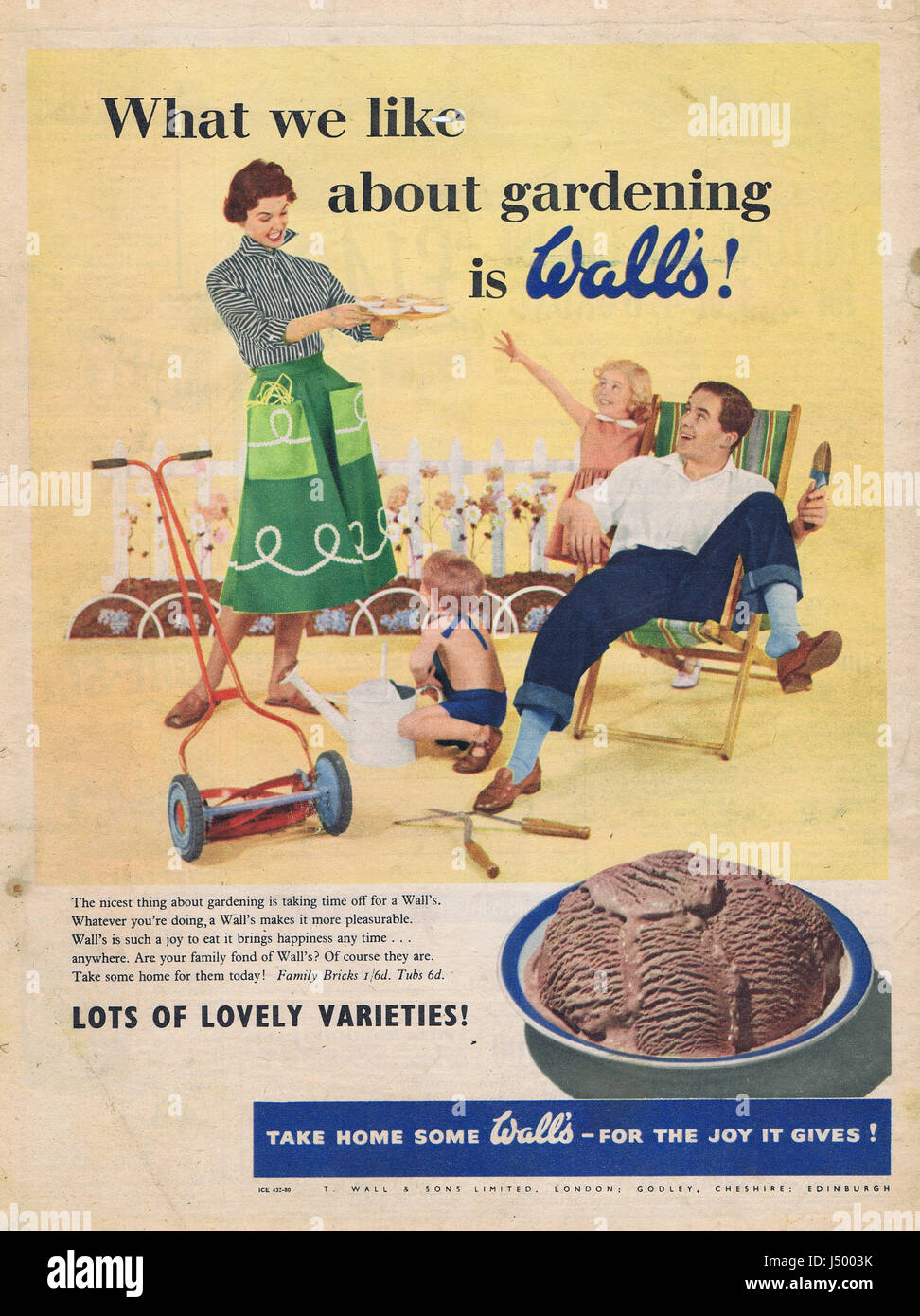 Walls Ice Cream Advert 1950's Stock Photo - Alamy