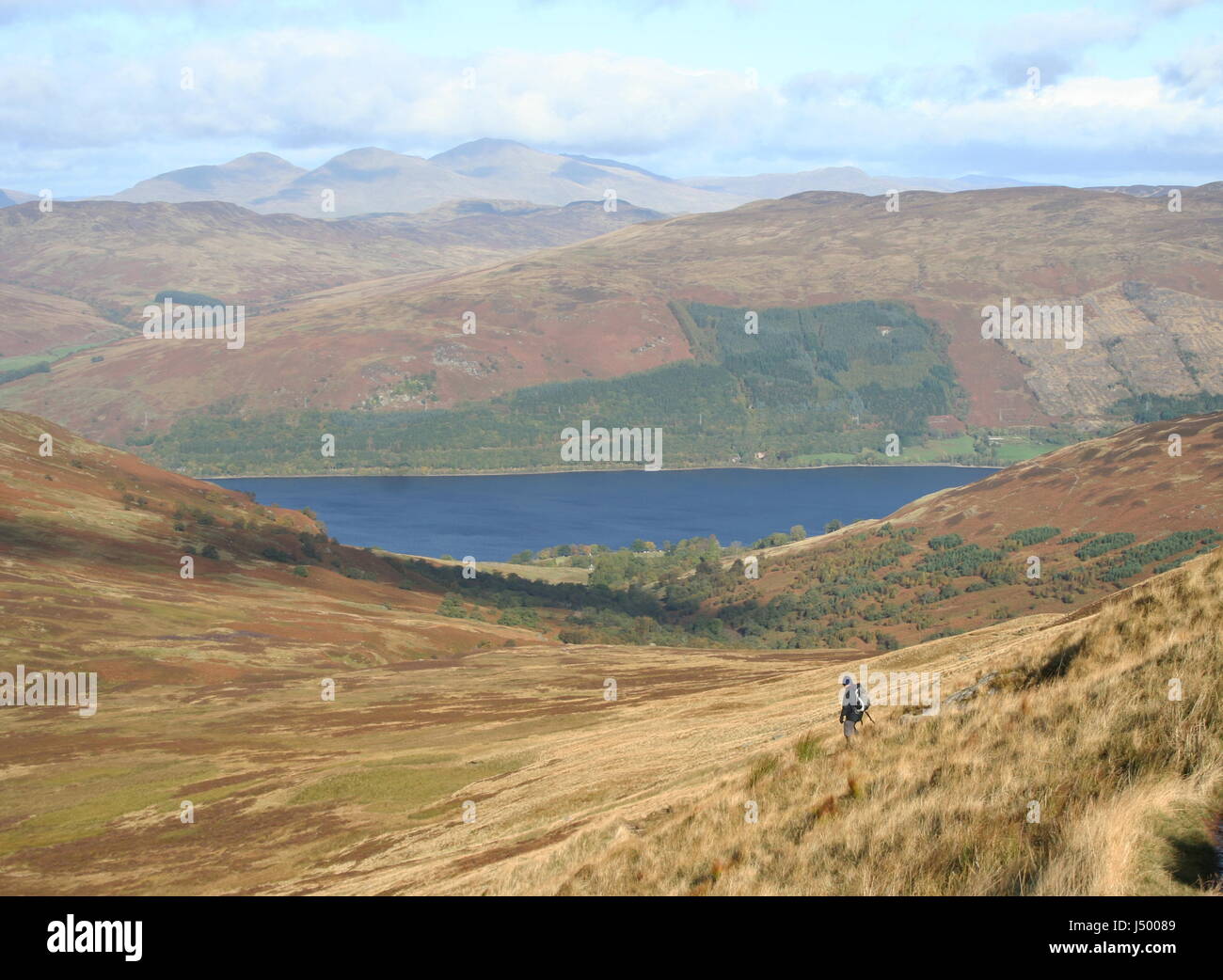 Lorn Earn and a distant Ben Lawers from slopes of Ben Vorlich Scotland ...