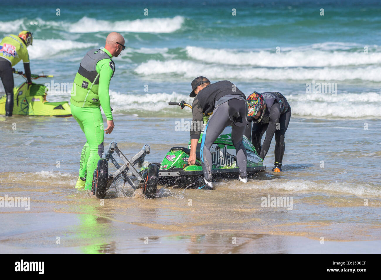 Jetski; Jet ski; IFWA championships; Competitors lifting a jetski out ...