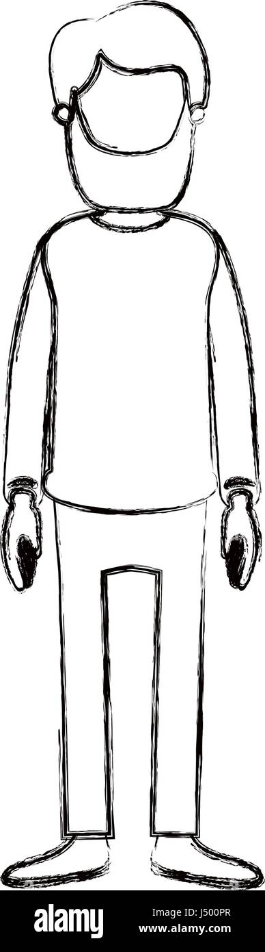 blurred silhouette cartoon full body faceless man with beard and ...