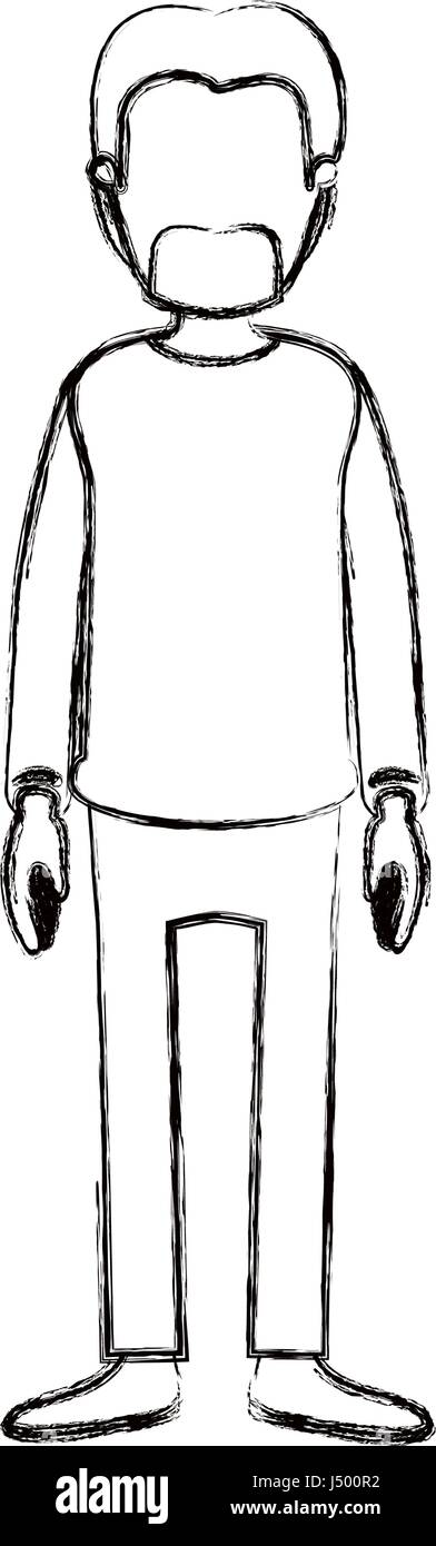 blurred silhouette cartoon full body faceless male person with beard ...