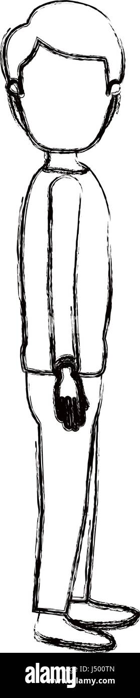 blurred silhouette cartoon full body faceless guy with hairstyle ...